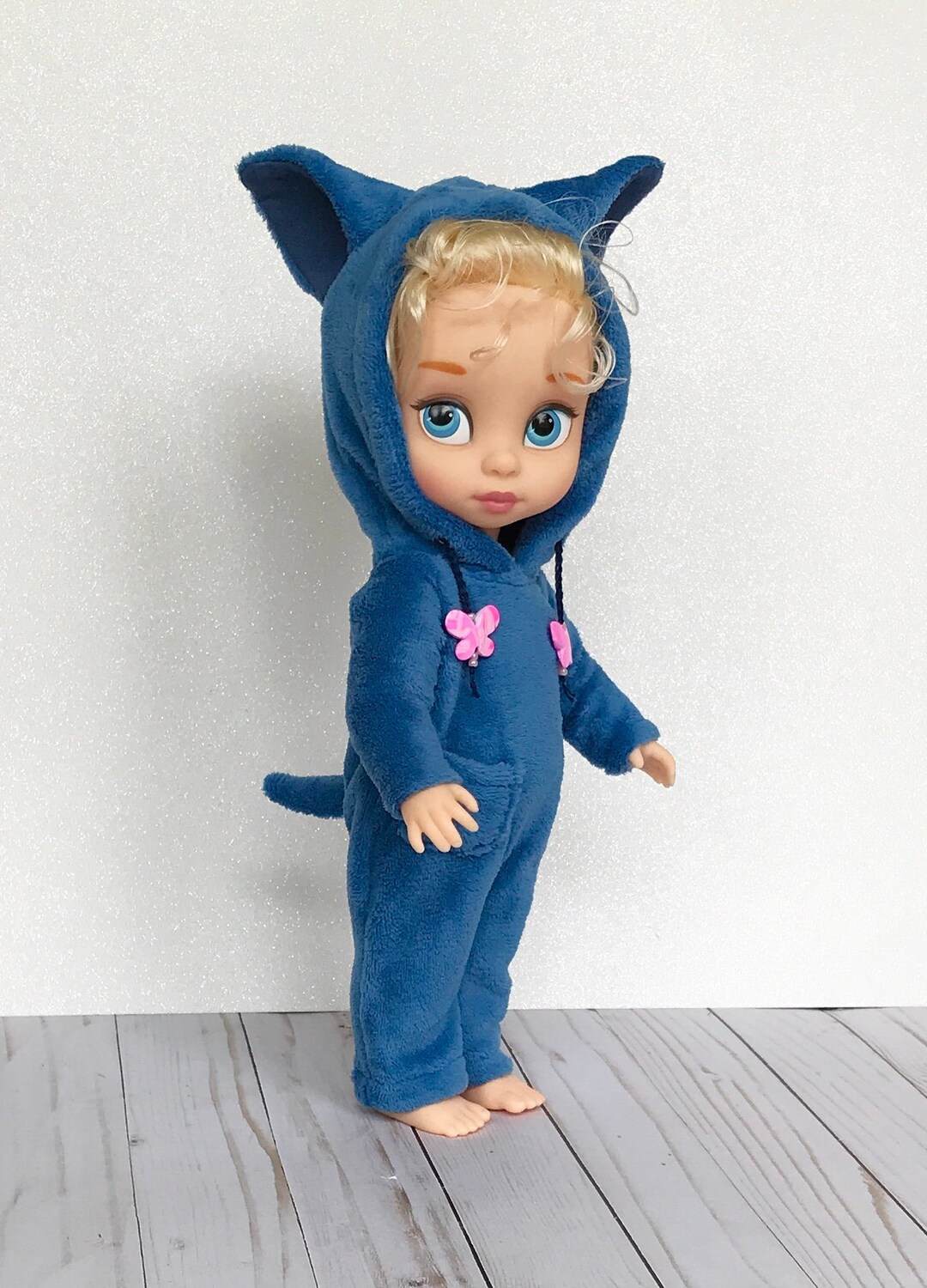 Disney Animator Doll Clothes,blue Cat Hoodie Jumpsuit With Ears for ...