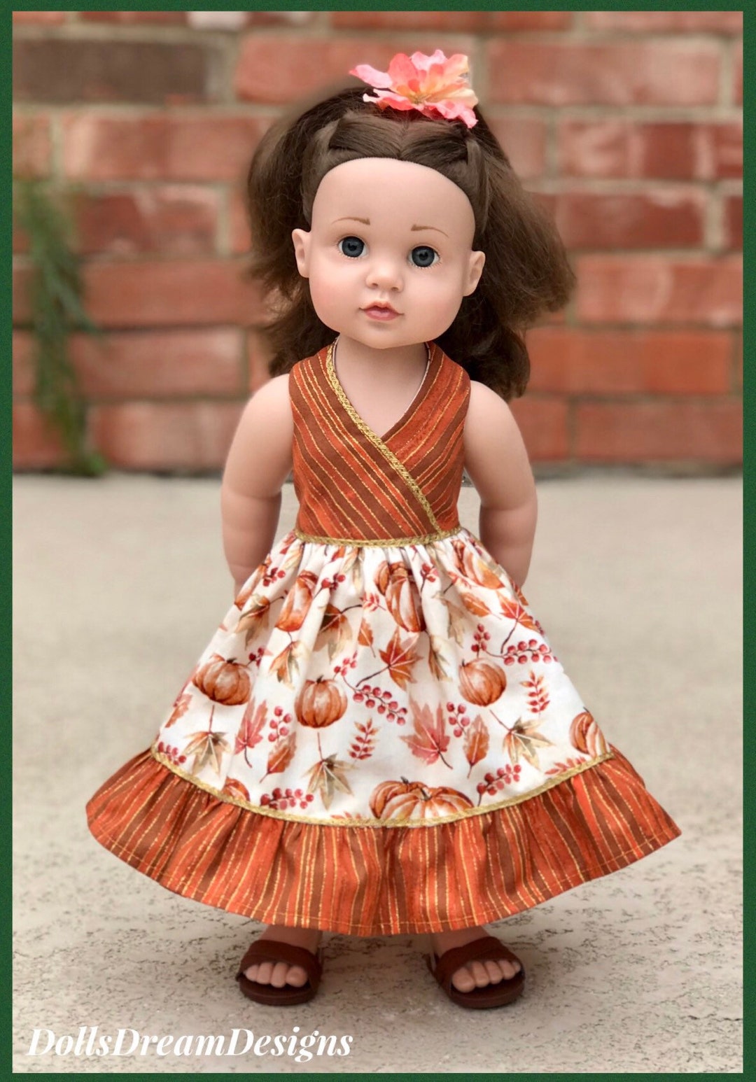 Gotz Hildegard Gunzel 16.5" Doll Clothes, Thanksgiving Dress for Gotz ...