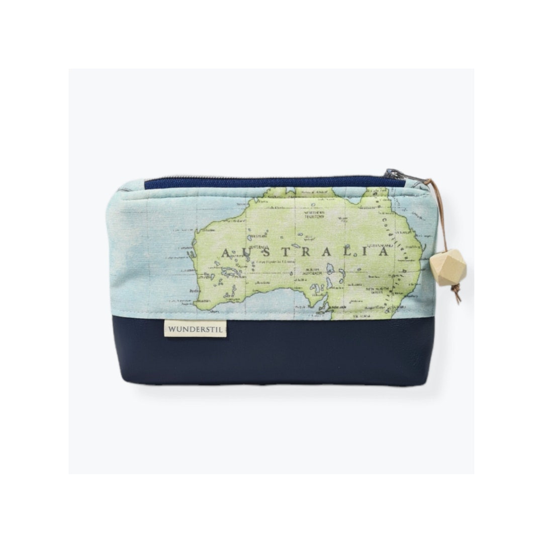 Cosmetic Bag Pencil Case World Map Blue in 2 Sizes - Etsy