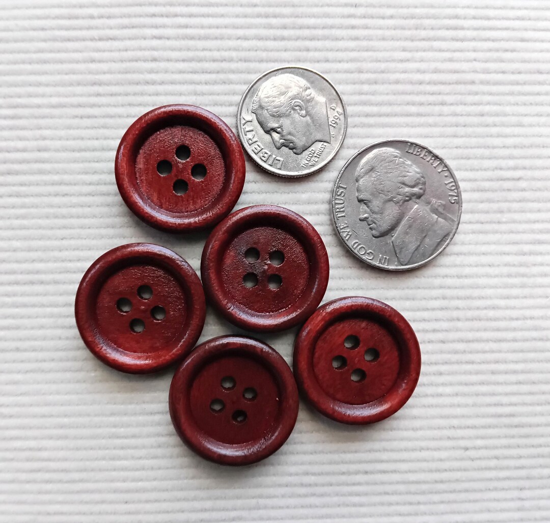 4/5" Reddish Brown Wooden Buttons, Set of 5 - Etsy