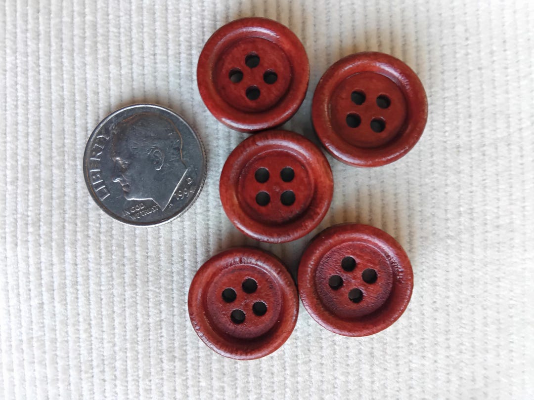 3/5" Reddish Brown Wooden Buttons, Set of 5 - Etsy