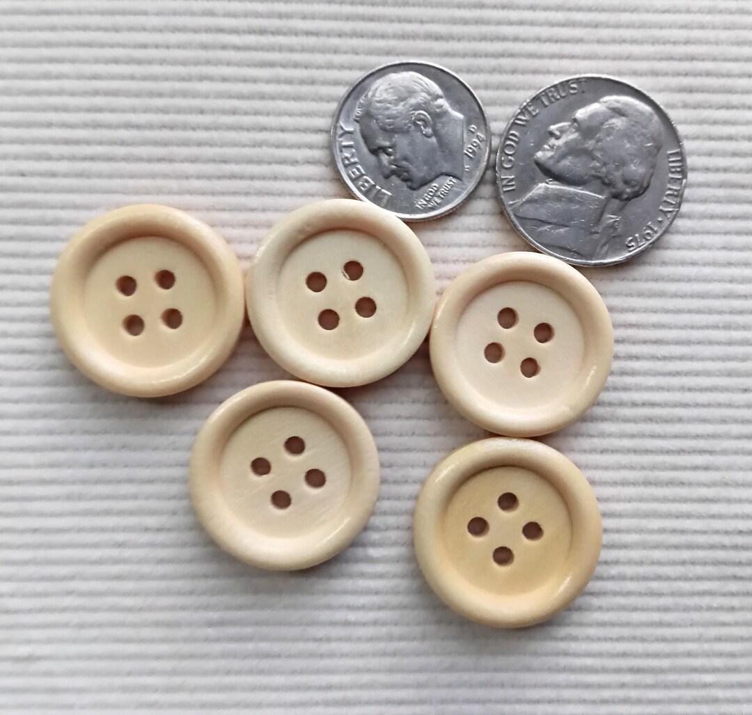 4/5" Beige Wooden Buttons, Set of 5 - Etsy