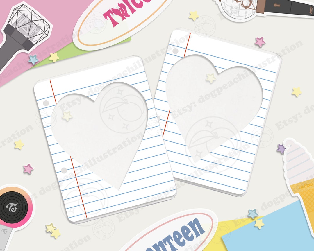 Lined Paper Heart Frame for Top Loader | Photocard Sticker Frame | Fits ...