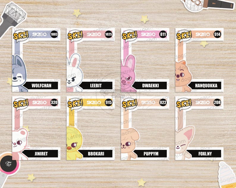 Stray Kids SKZOO Figurine Box Top Loader Sticker Frame | Fits 3x4 Top ...