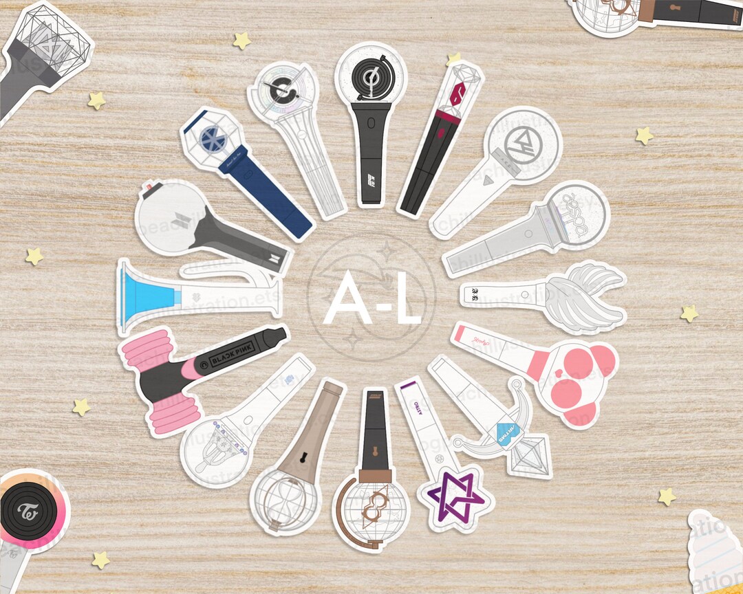 K-pop Group Lightstick Sticker A-L | 2.75"* | Aespa | Girls' Generation ...
