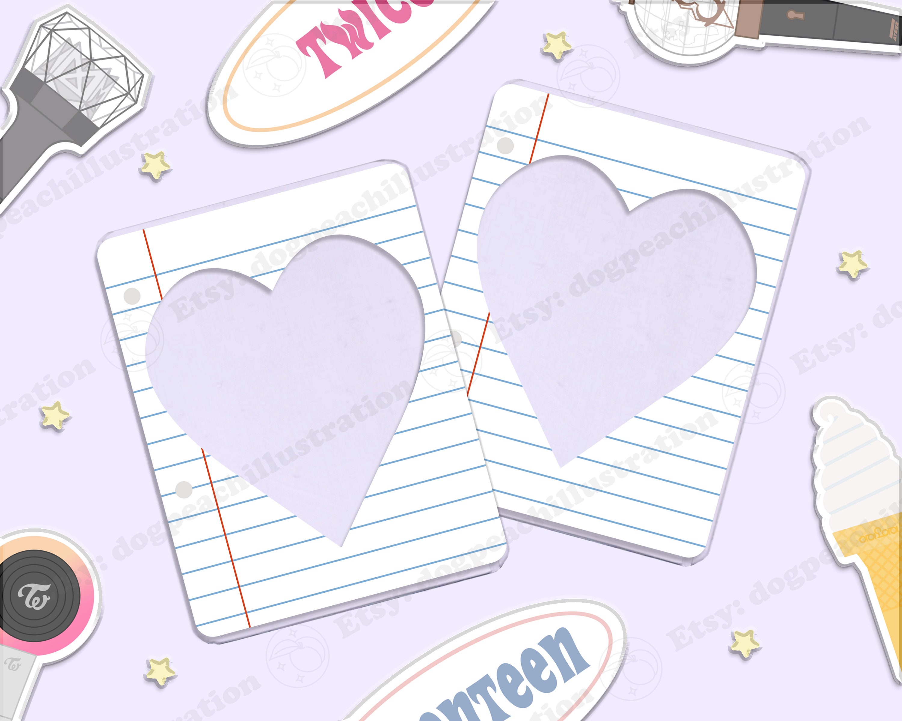 Lined Paper Heart Frame for Top Loader Photocard Sticker - Etsy