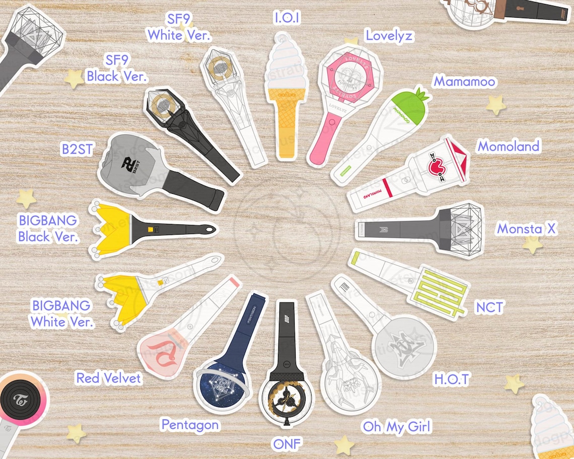 3RD, 2ND, 1ST Gen. K-pop Light Stick Stickers | 2.75" | WJSN | Bigbang ...