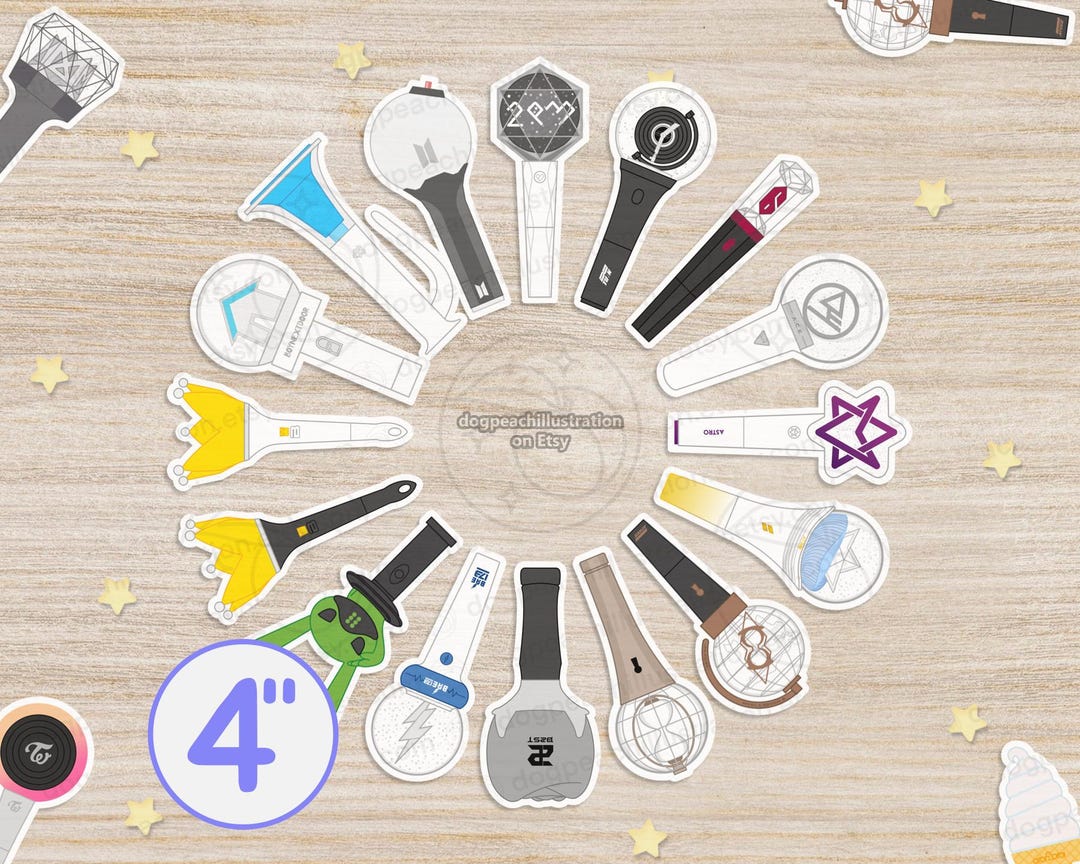K-POP Boy Groups Light Stick Stickers | 4" | Bts | Exo | Nct | Svt ...
