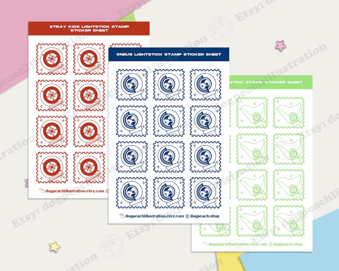 K-pop Boy Group Lightstick Stamps Sticker Sheet | K-POP Sticker Sheet ...