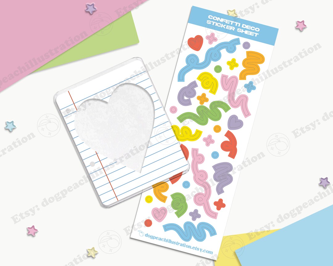 Lined-paper Top Loader Frame & Confetti Sticker Sheet Set | Top Loader ...