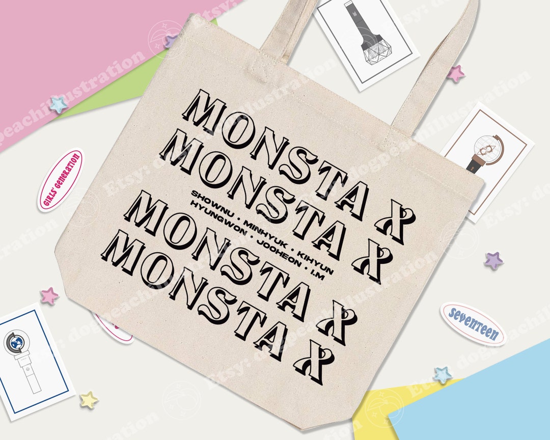 MONSTA X Reusable Tote Bag | K-pop Reusable Tote Bag | Vintage Style ...
