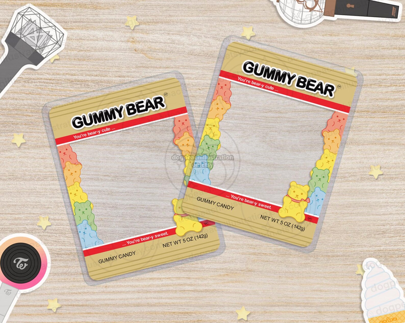 Gummy Bear Candy Frame for Top Loader | Photocard Sticker Frame | Fits ...