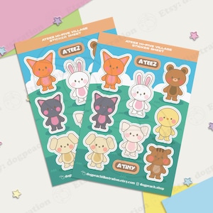 ATEEZ Animal Character Sticker Sheet | K-POP Sticker Sheet | K-pop ...