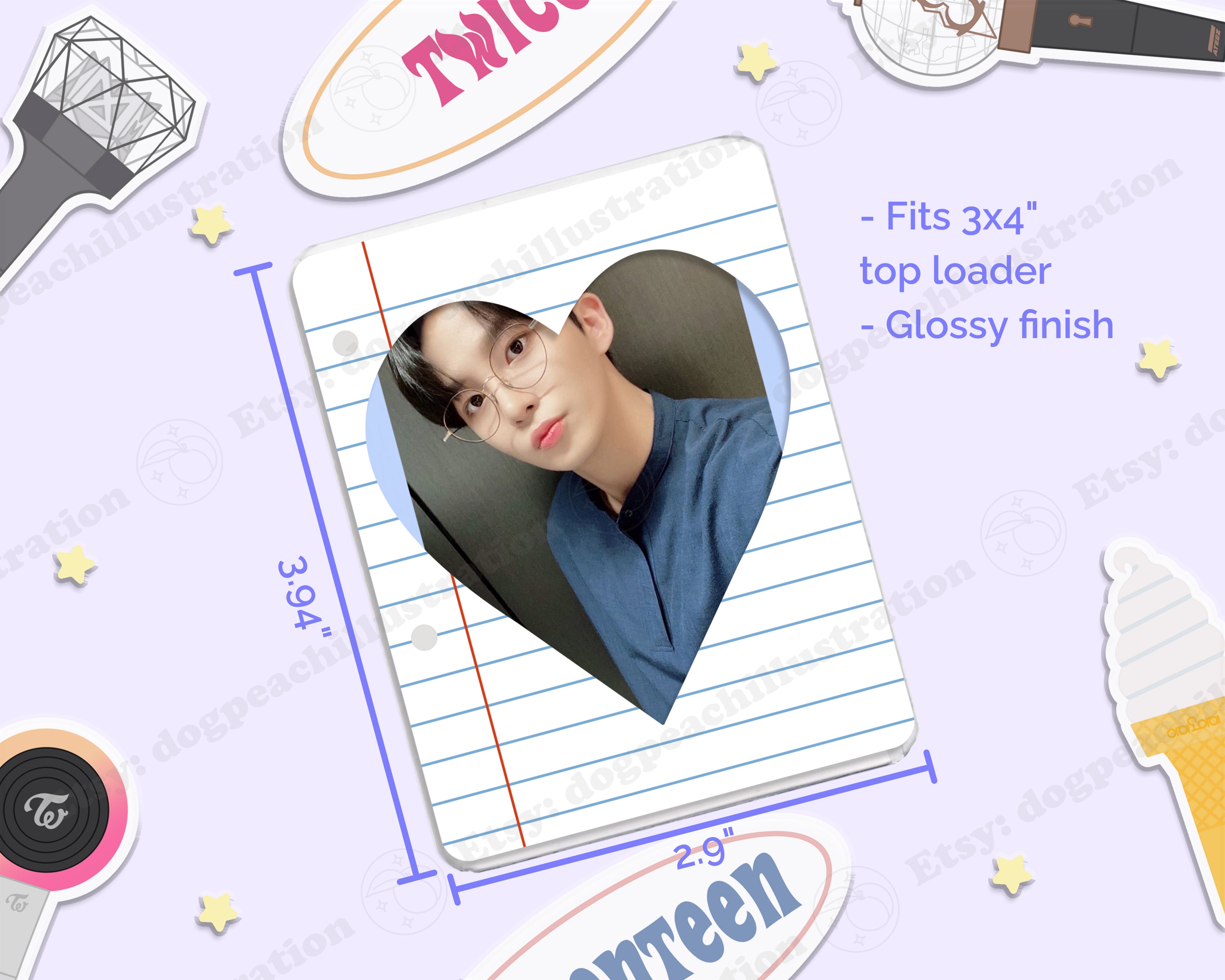 Lined Paper Heart Frame for Top Loader Photocard Sticker - Etsy