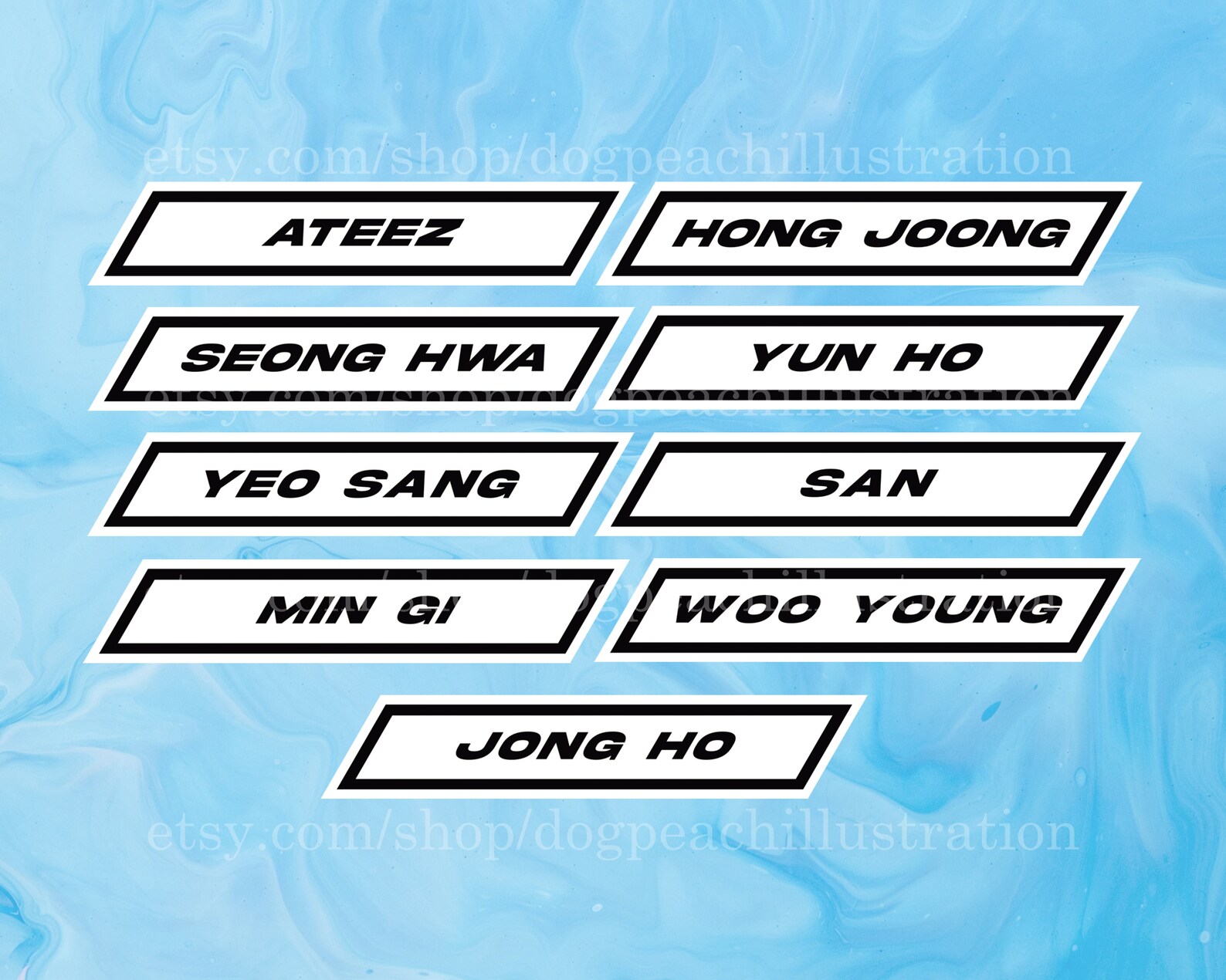 ATEEZ Logo Member Name Sticker 3.75 in. Set of 2 | Etsy