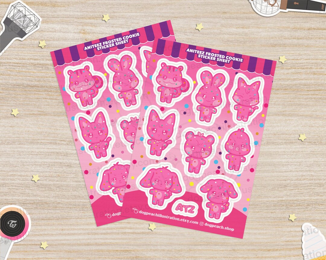 ATEEZ Aniteez Characters Sticker Sheet | Frosted Cookie Version | K-pop ...