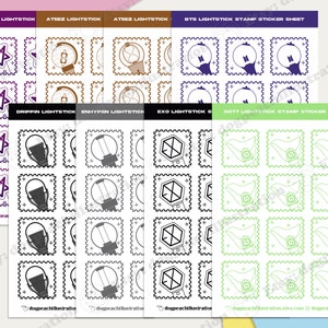 K-pop Boy Group Lightstick Stamps Sticker Sheet K-POP Sticker Sheet ...