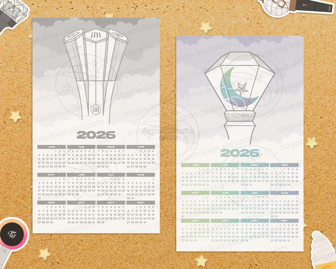 K-pop Soloist Light Stick Calendar Print | IU | Sunmi | Wonho | Eunbi ...