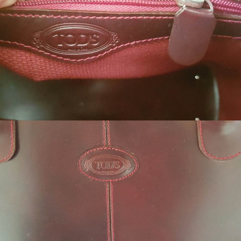 TODS D-bag: Burgundy Leather Tote Handbag, Italian Designer - Etsy