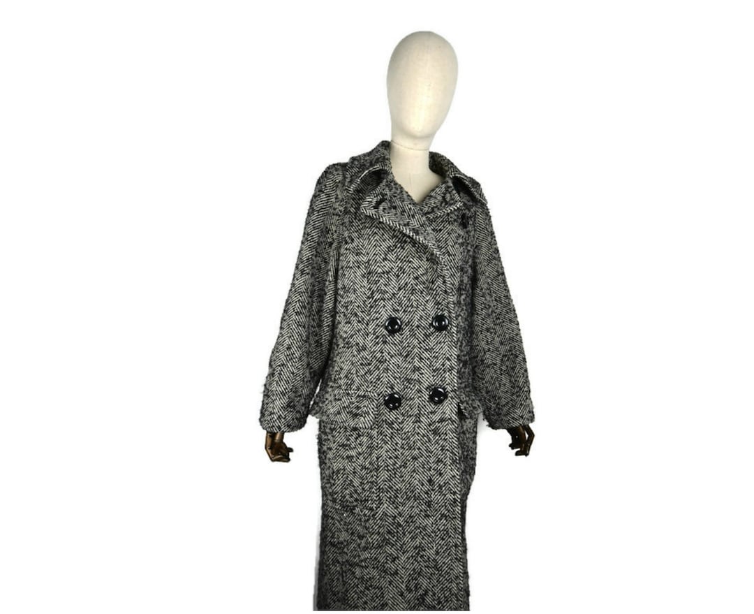 TIFFANY MILANO Italian Couture Vintage 80's Oversized Herringbone Gray ...