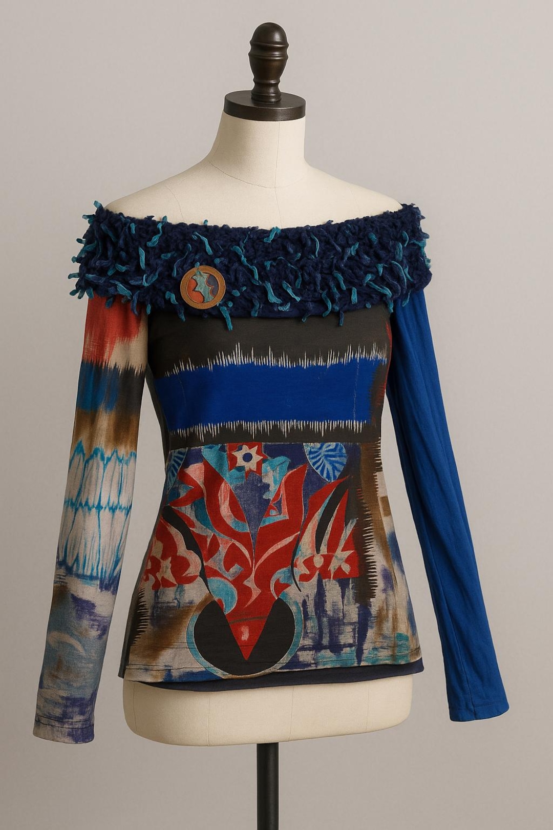 SAVE THE QUEEN off Shoulder Vintage Multicolor Long Sleeve Top. - M - Etsy