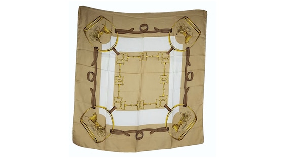 CELINE vintage horse horsebit chain print silk scarf - Gem