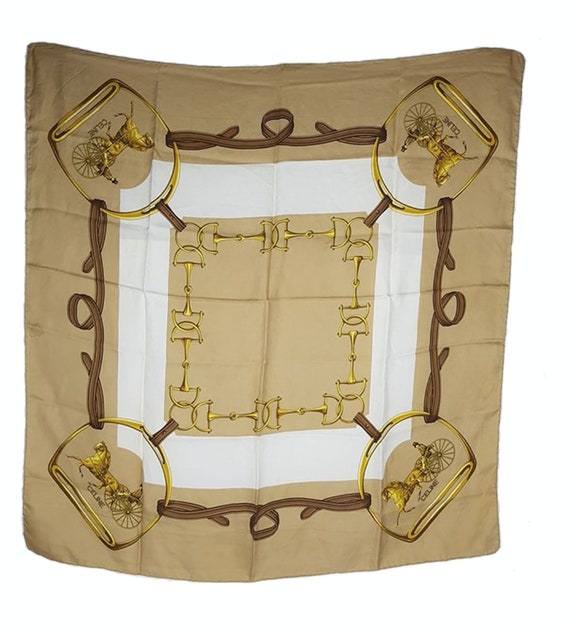 CELINE vintage horse horsebit chain print silk scarf - Gem