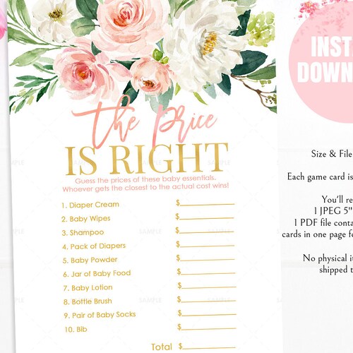 Price is Right Baby Shower Game Guess the Price Game Pink - Etsy