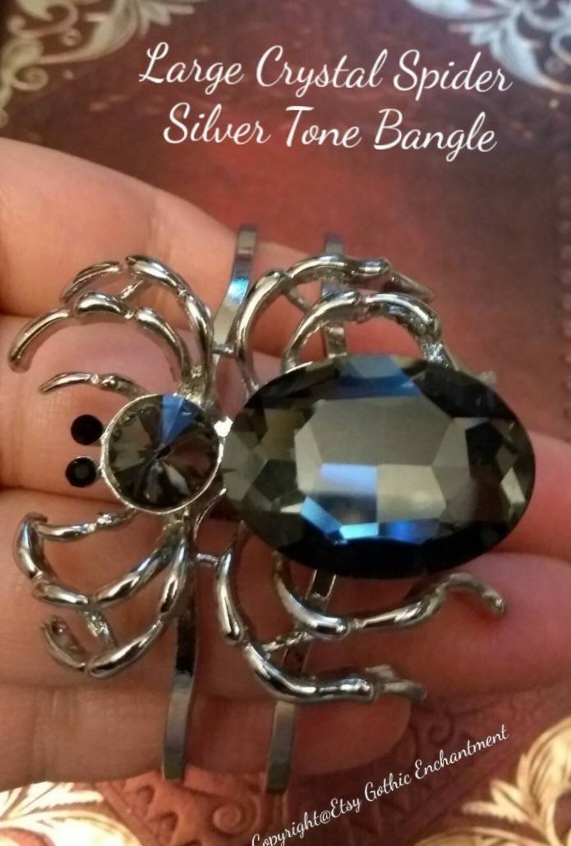 Spider, Spider Bangle, Crystal Spider,large Spider Jewelry,spiders ...