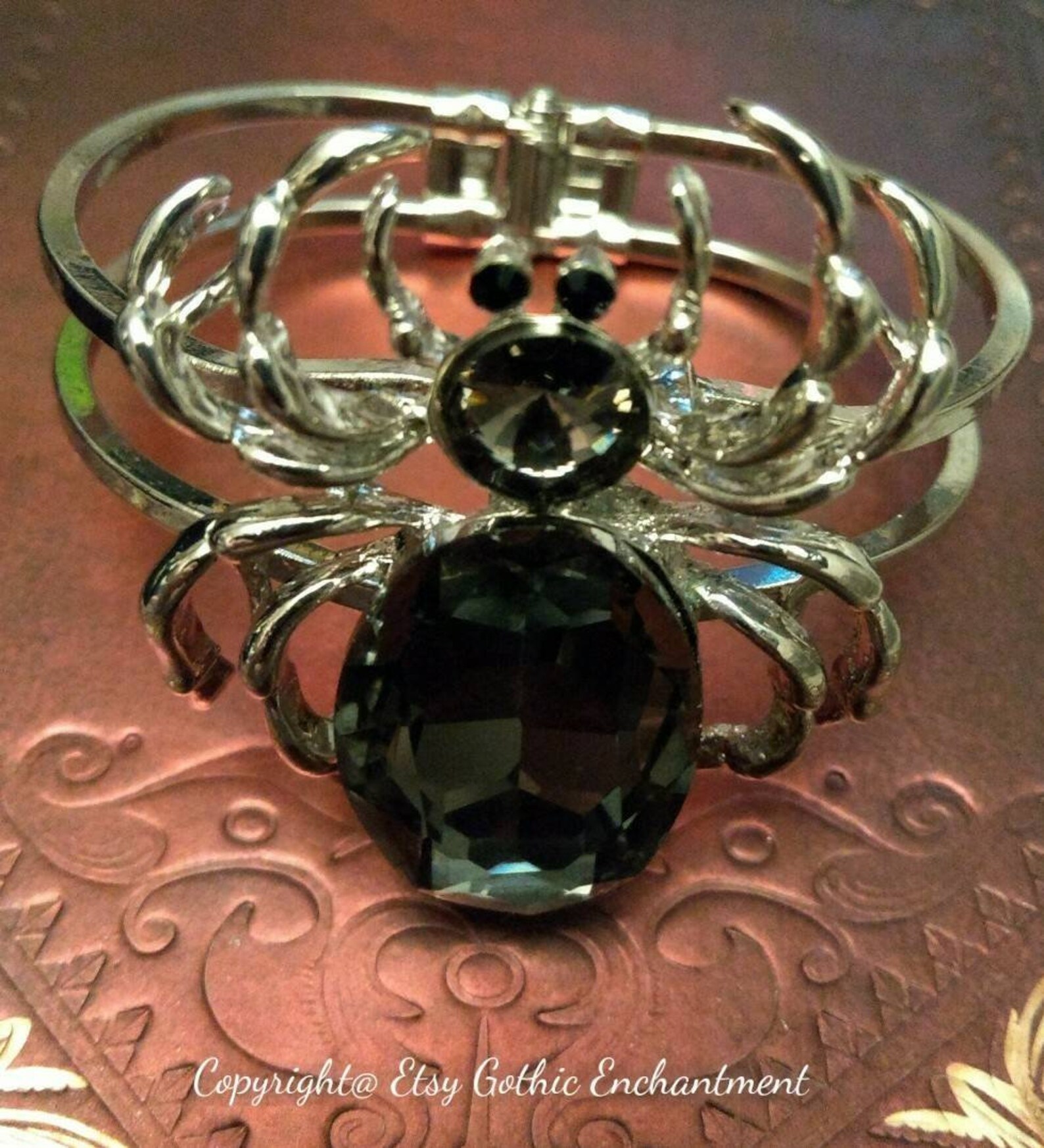 Spider, Spider Bangle, Crystal Spider,large Spider Jewelry,spiders ...