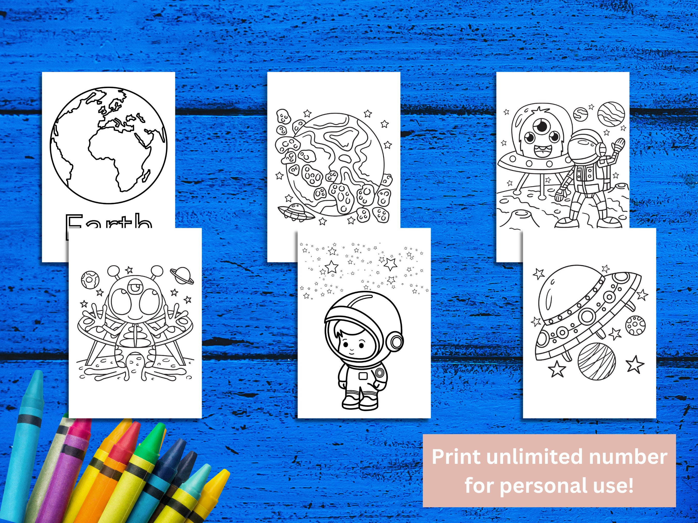 Space Coloring Pages for Toddlers and Preschool Aged Children. 25 Fun ...