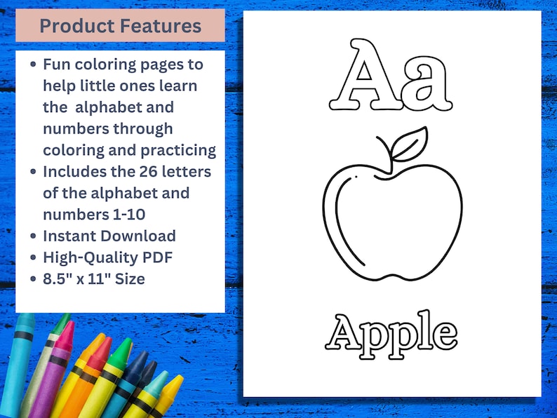 Alphabet & Number Coloring Pages for Toddlers, 36 Pages (digital ...