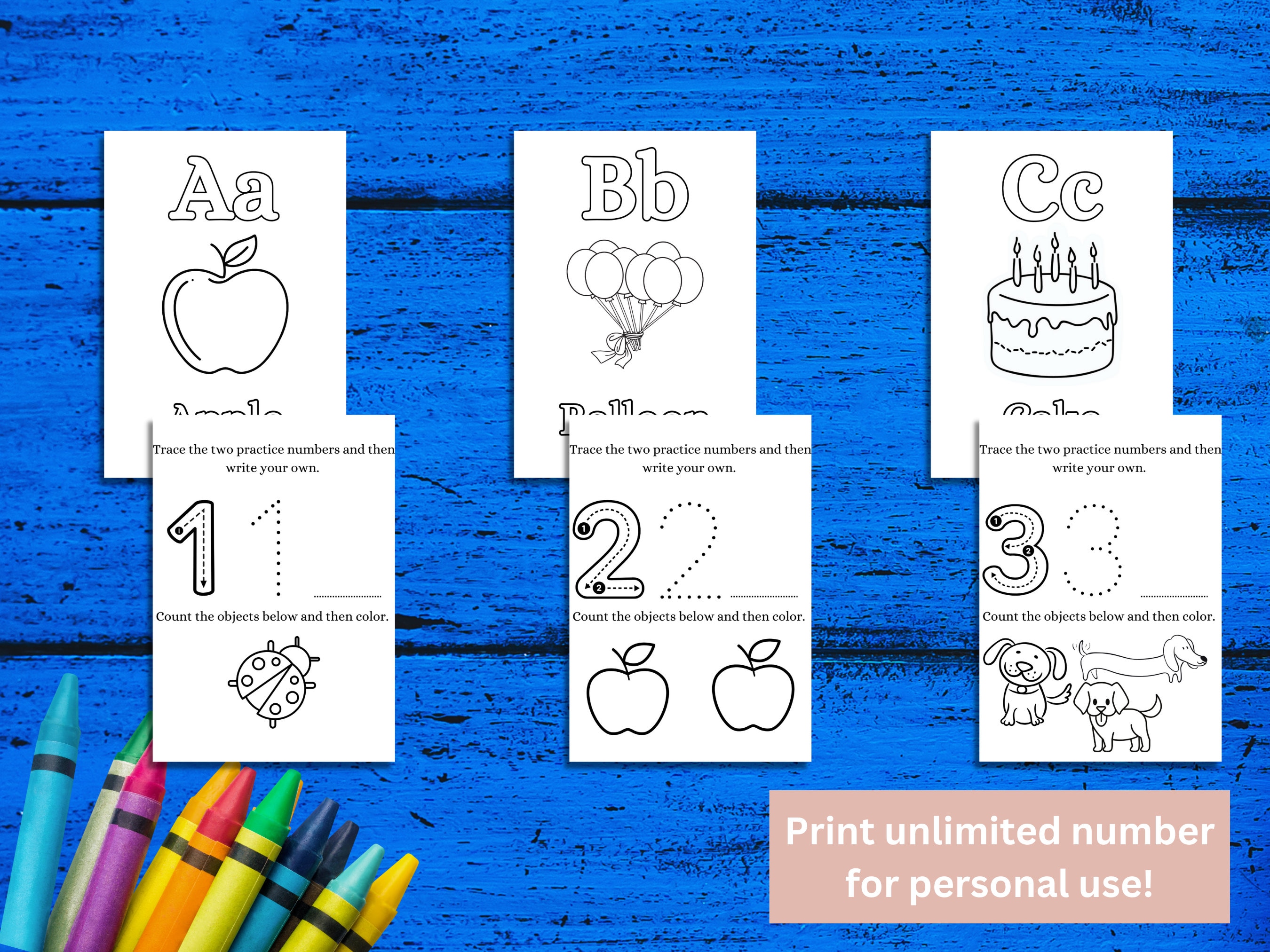 Alphabet & Number Coloring Pages for Toddlers, 36 Pages (digital ...