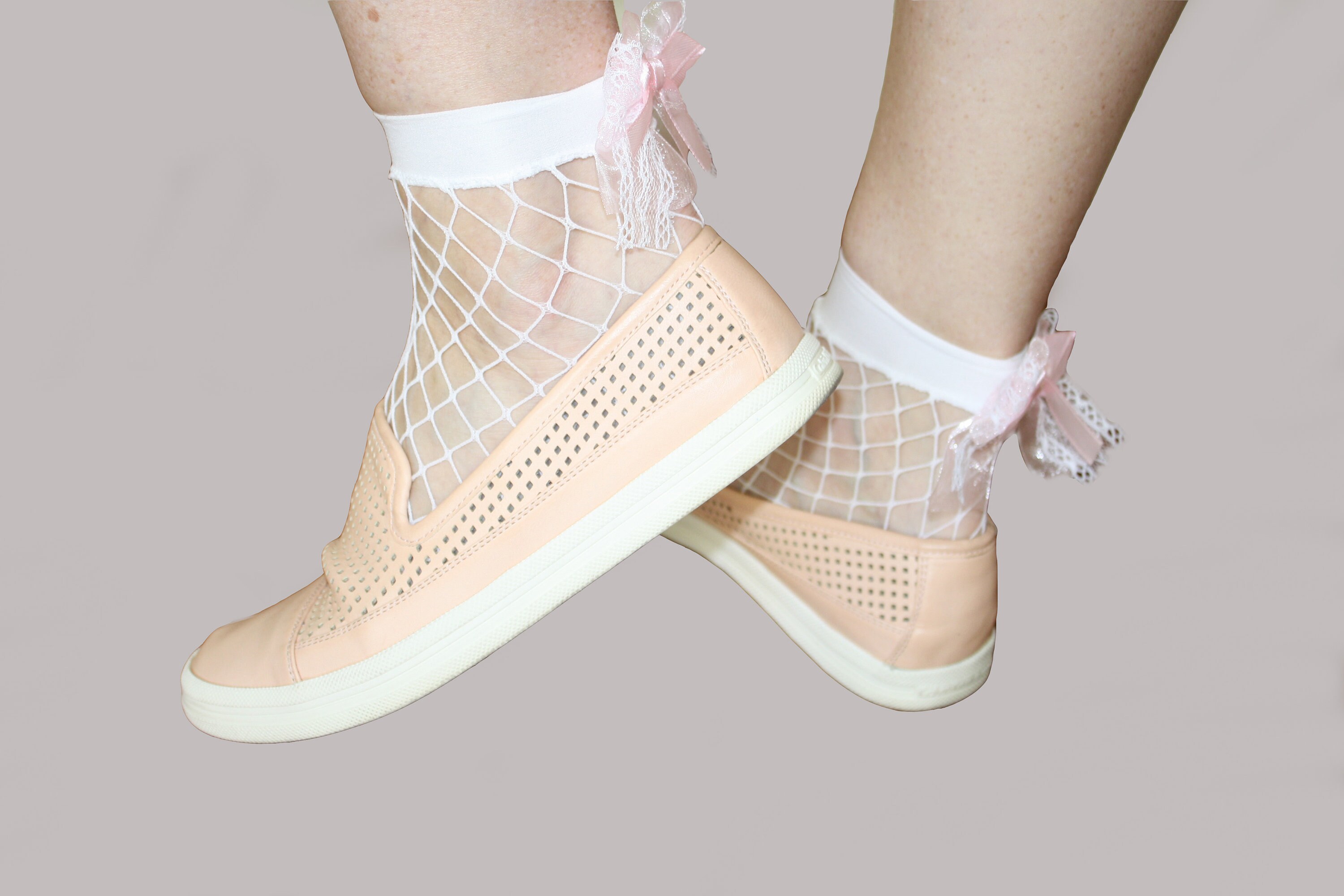 Women's Mesh Socks With Pink Bowtie - Etsy