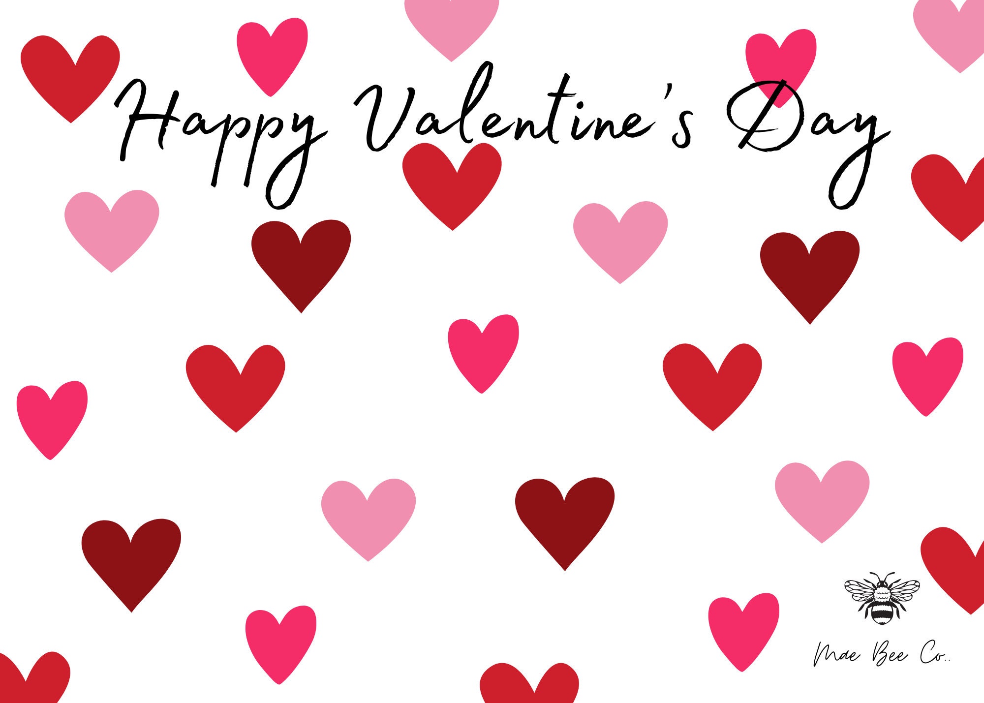Valentine's Day Card || Downloadable Double Sided Card - Etsy