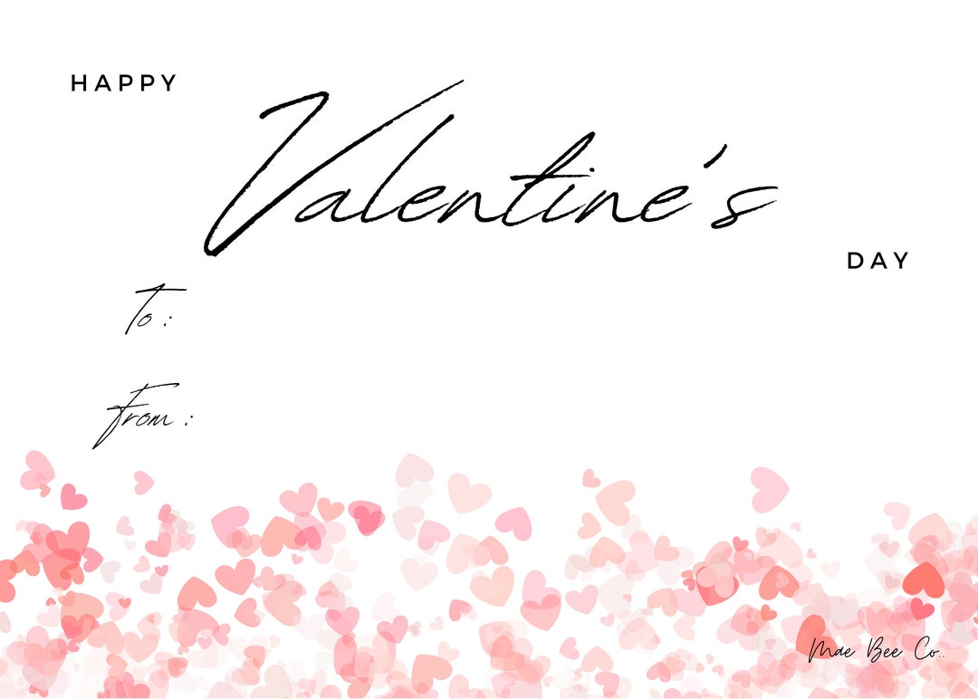 Red & Pink Valentine's Day Card || Downloadable Card - Etsy