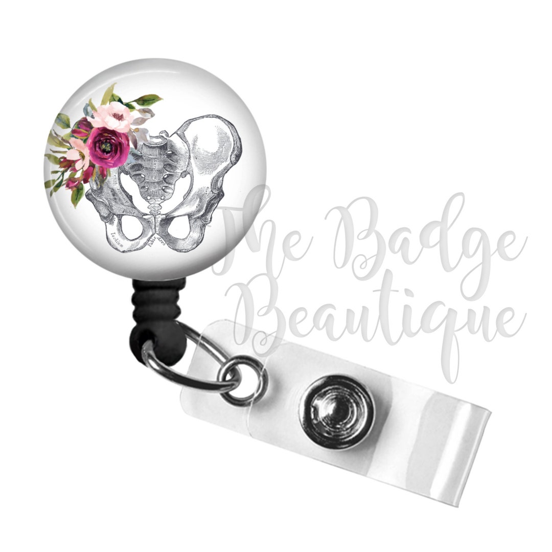 Ortho Badge Reel, Floral Pelvis Retractable Badge Holder, Name Badge ...
