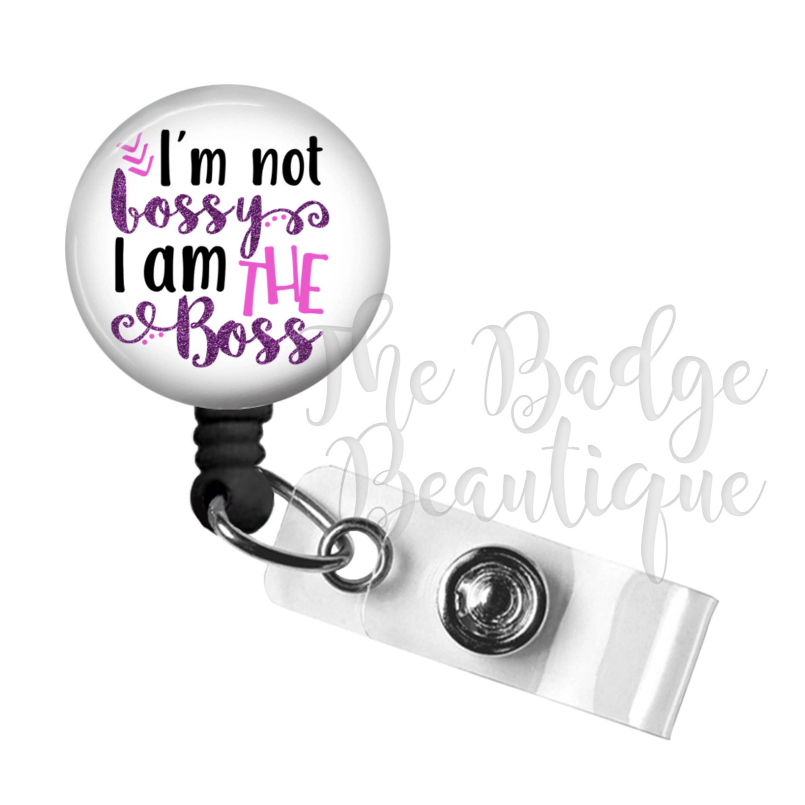 Boss Girl Badge Reel Retractable ID Badge Work ID Holder - Etsy