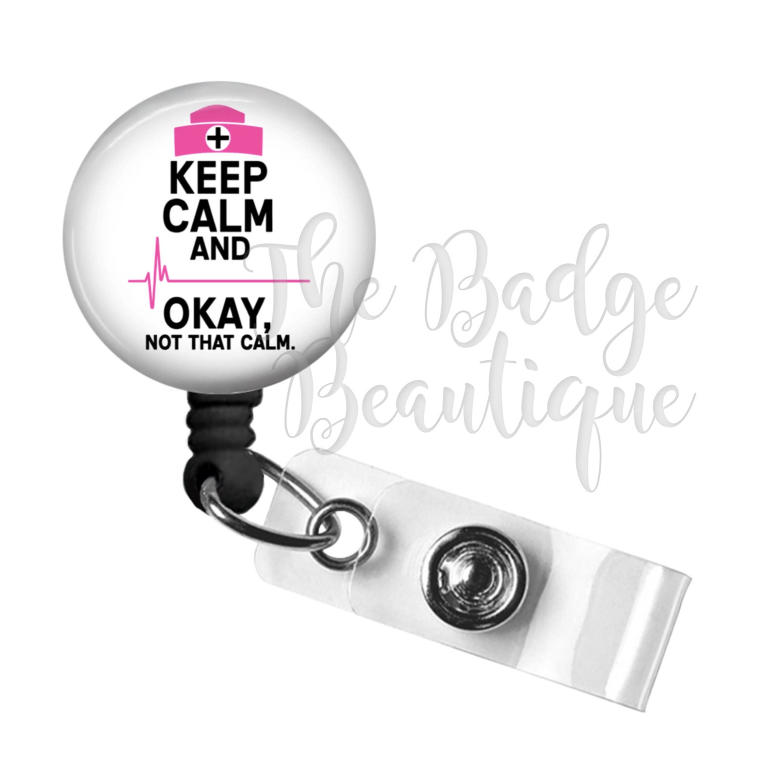 Funny Badge Reel Retractable Badge Holder Keep Calm Name - Etsy Funny Badge Reel Retractable Badge Holder Keep Calm Name - Etsy