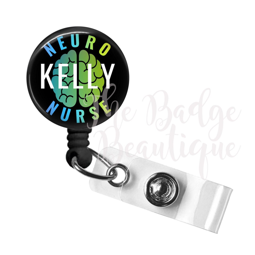 Badge Reel for Neuro Nurse, Brain Retractable ID Badge Holder, Custom ...