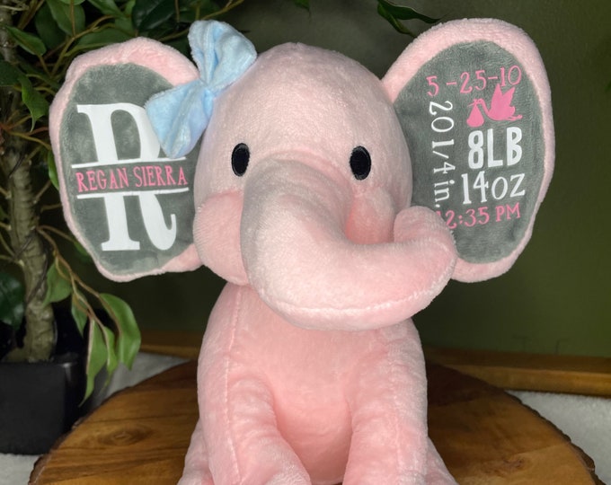 Birth Stat Elephant | Newborn Baby Gift | Baby Keepsake | Elephant ...