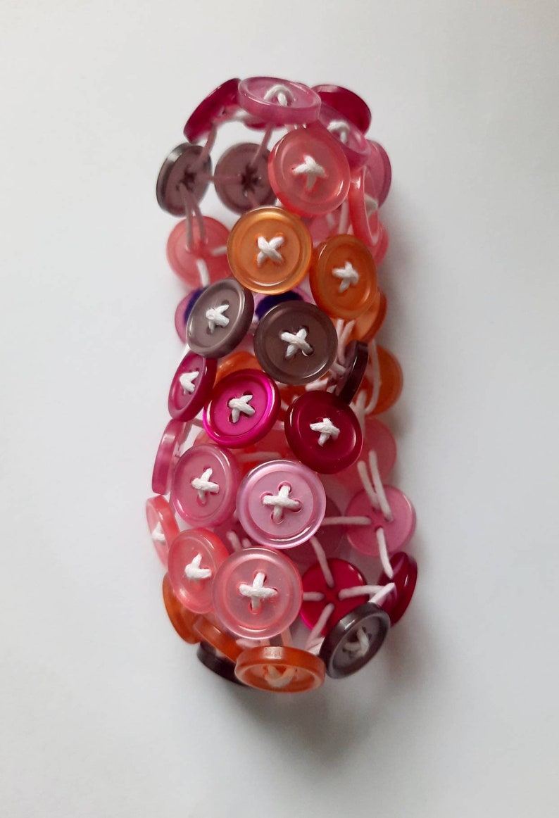 Pink Purple Button Bracelet /stanabutton /button Jewelry / Handmade ...