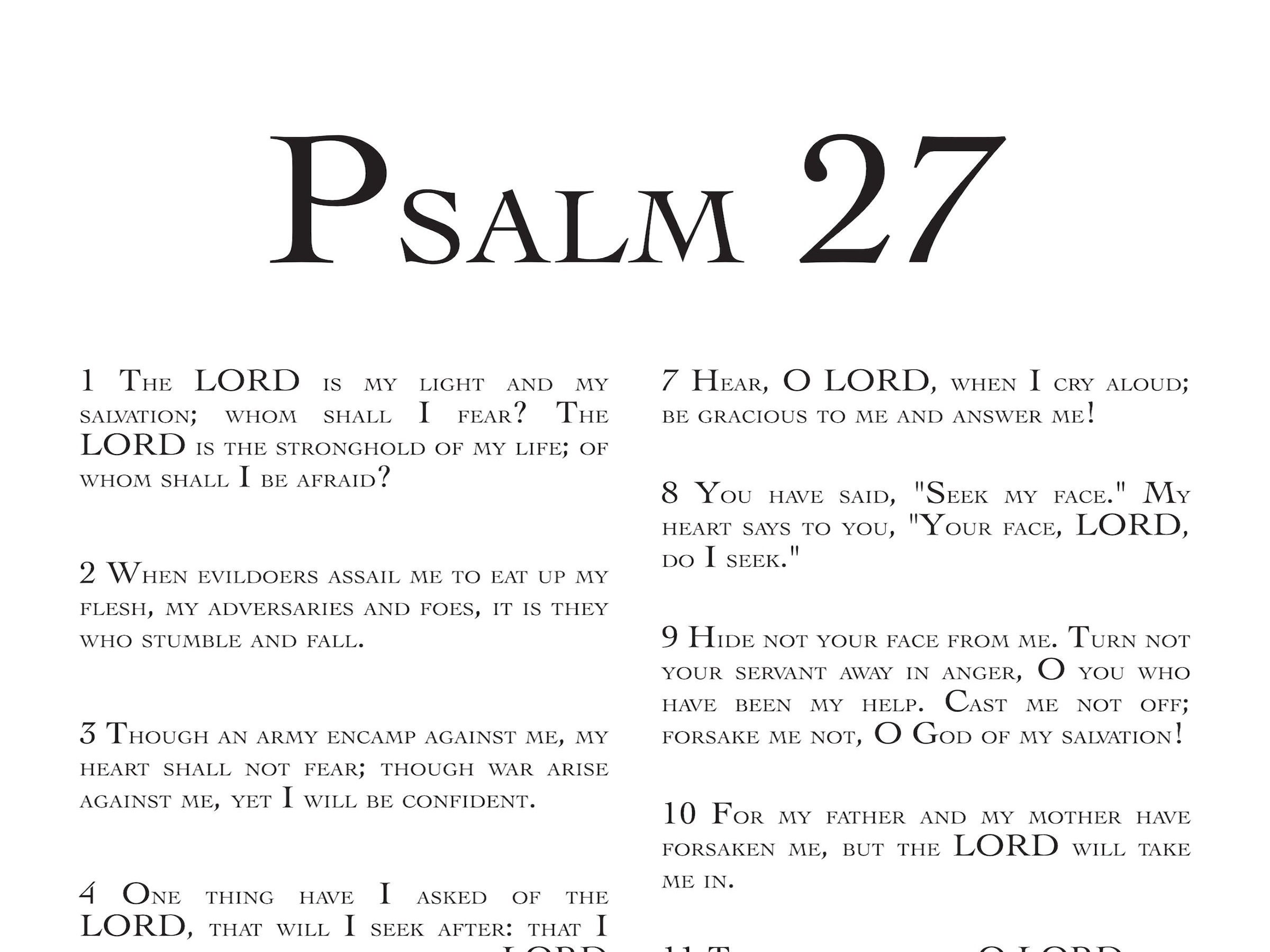 Modern Psalm 27 ESV Print, Bible Quote - Etsy