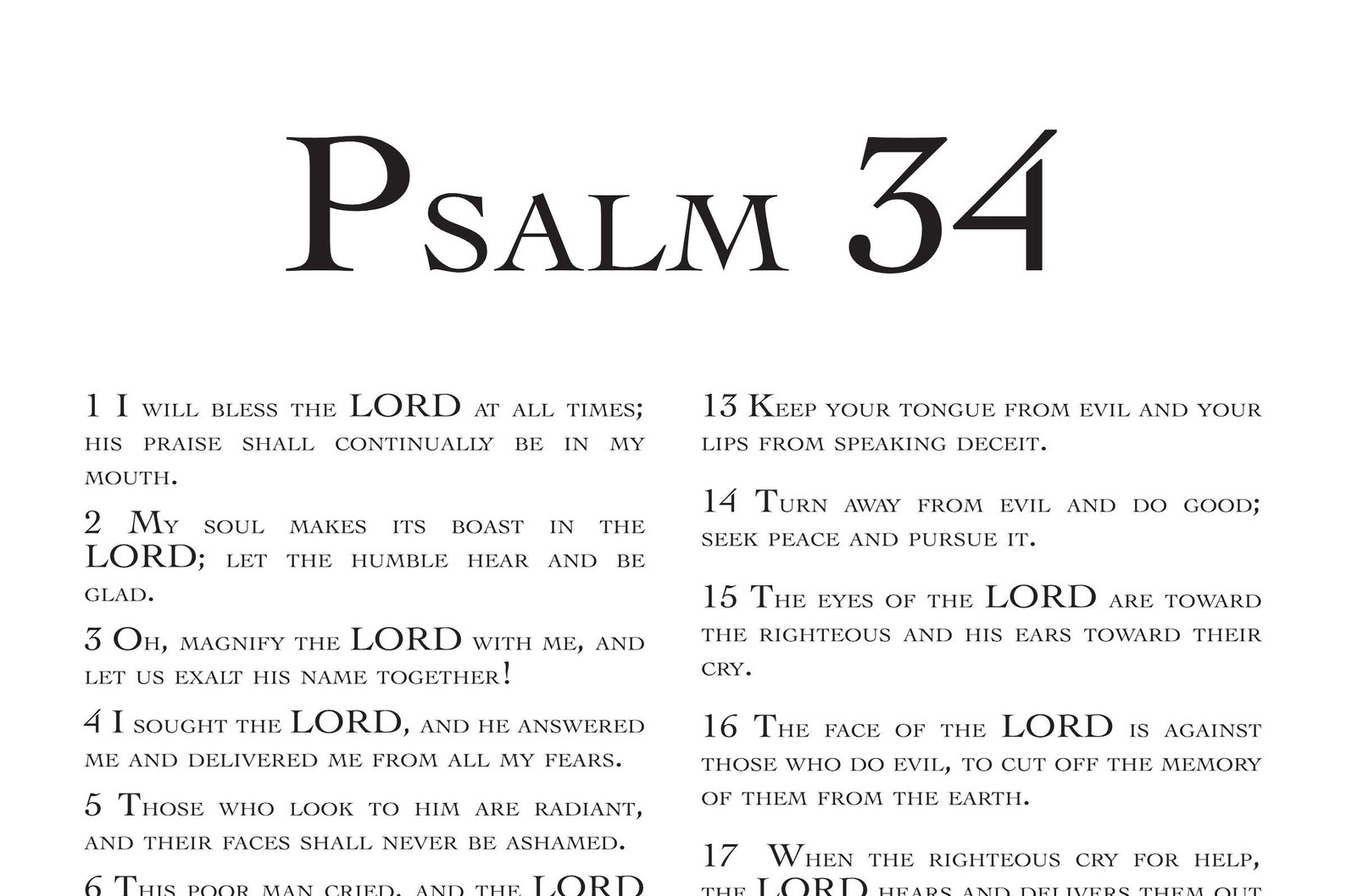 Modern Psalm 34 ESV Print, Bible Quote - Etsy