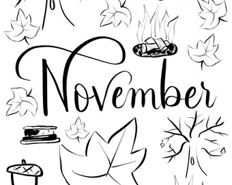 Digital Download November Coloring Calendar, November Coloring Page ...