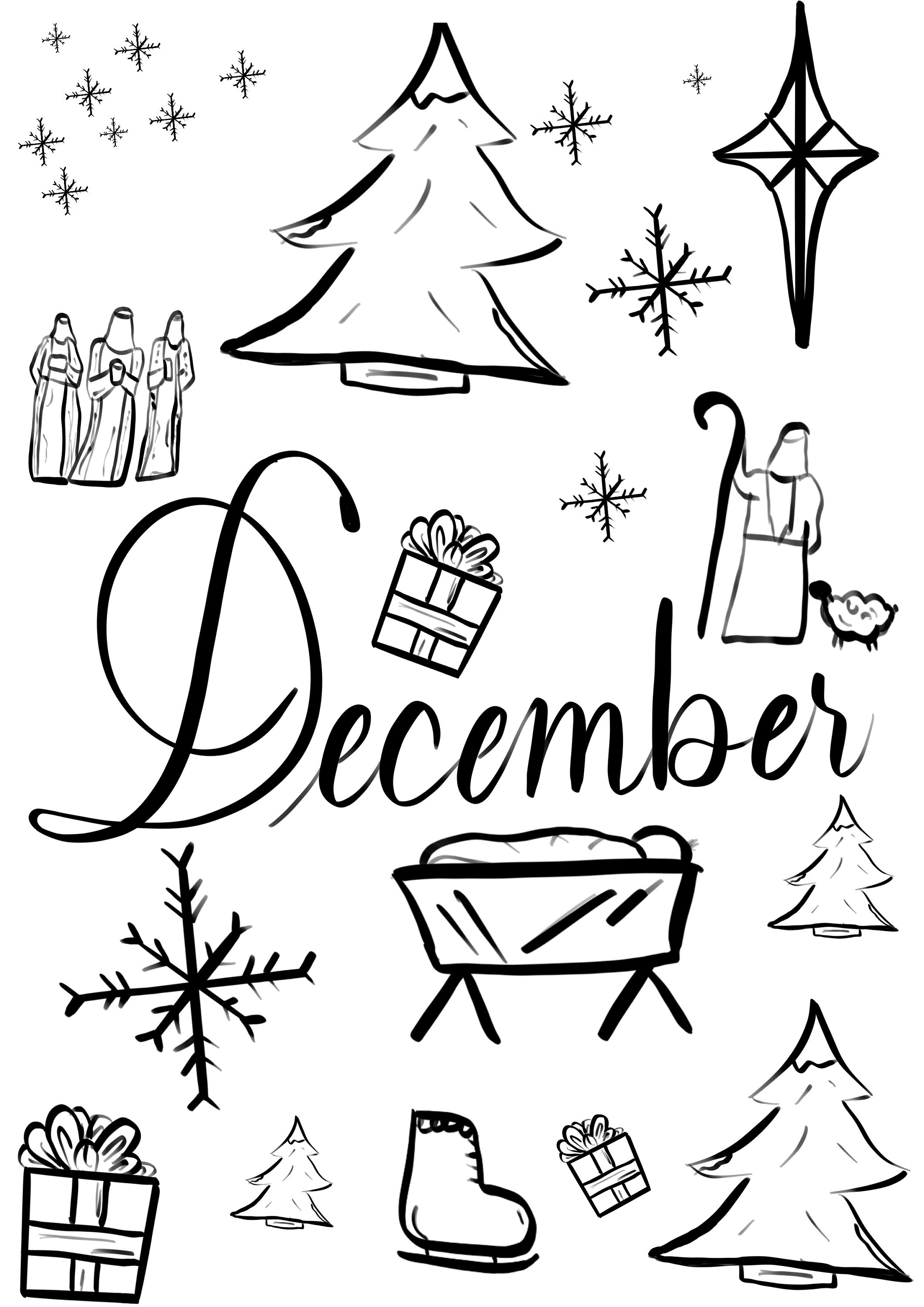 December Coloring Page - Etsy