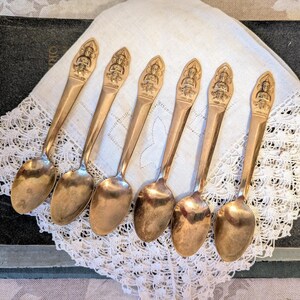 6 Vintage Siam Royal Buddha Spoons Set of 6 Small Gold Ceremonial ...
