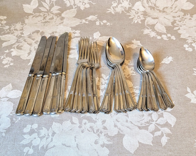 Vintage 24 Piece Flatware Set Service for 6, RCCO Bouquet Plate ...