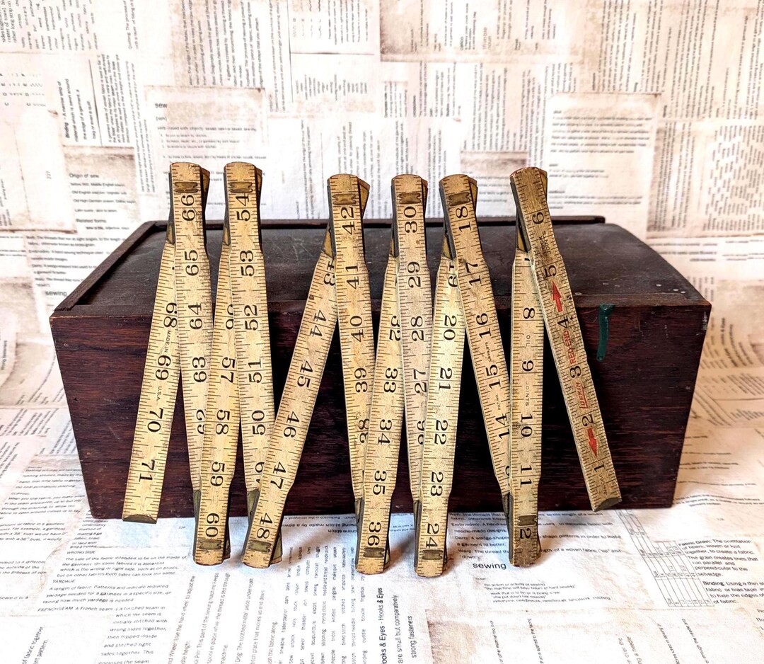 Natural Wood Folding Ruler With Metal Tips Lufkin USA Worn Wood Ruler ...