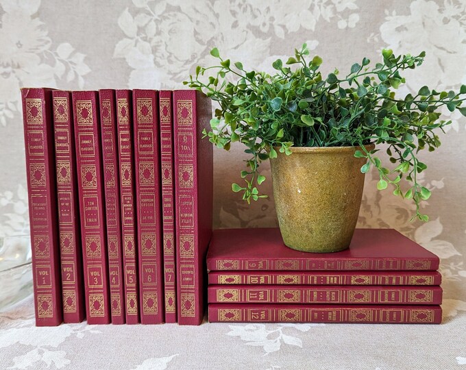 Vintage Family Classics Book Collection Volumes 1 - 12 Red Leatherette ...